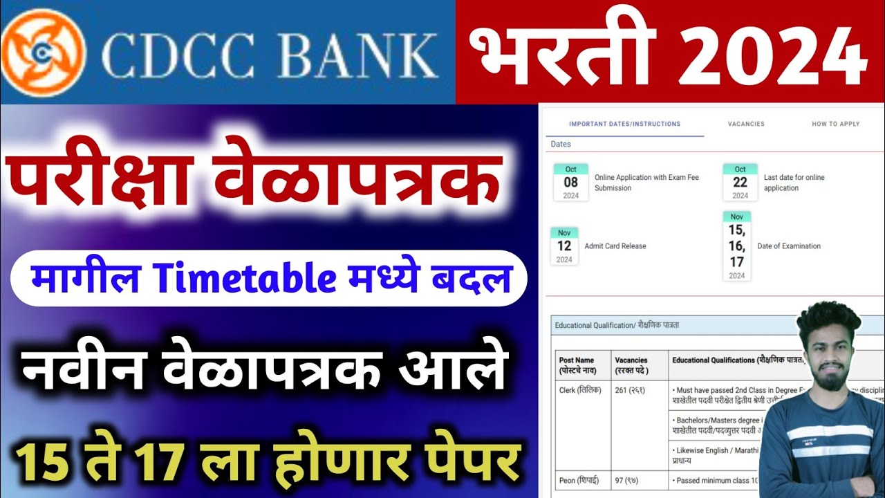 Chandrapur dcc bank exam new timetable | cdcc bank exam admit card ...