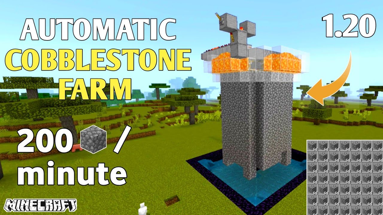 Easy Cobblestone Farm In Minecraft Pe 1.20 | Easy Cobblestone Farm mcpe ...
