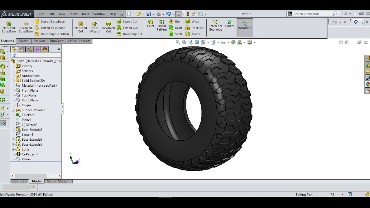 Tyre design on solidworks ! tyre solidworks ! surface extrude ...