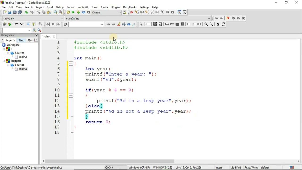 How to determine if a year is leap or not in using C programming language - YouTube