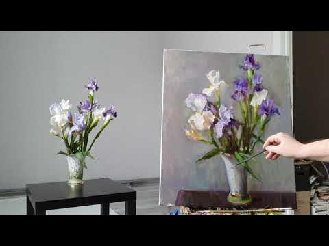 Ирисы на сером. - YouTube