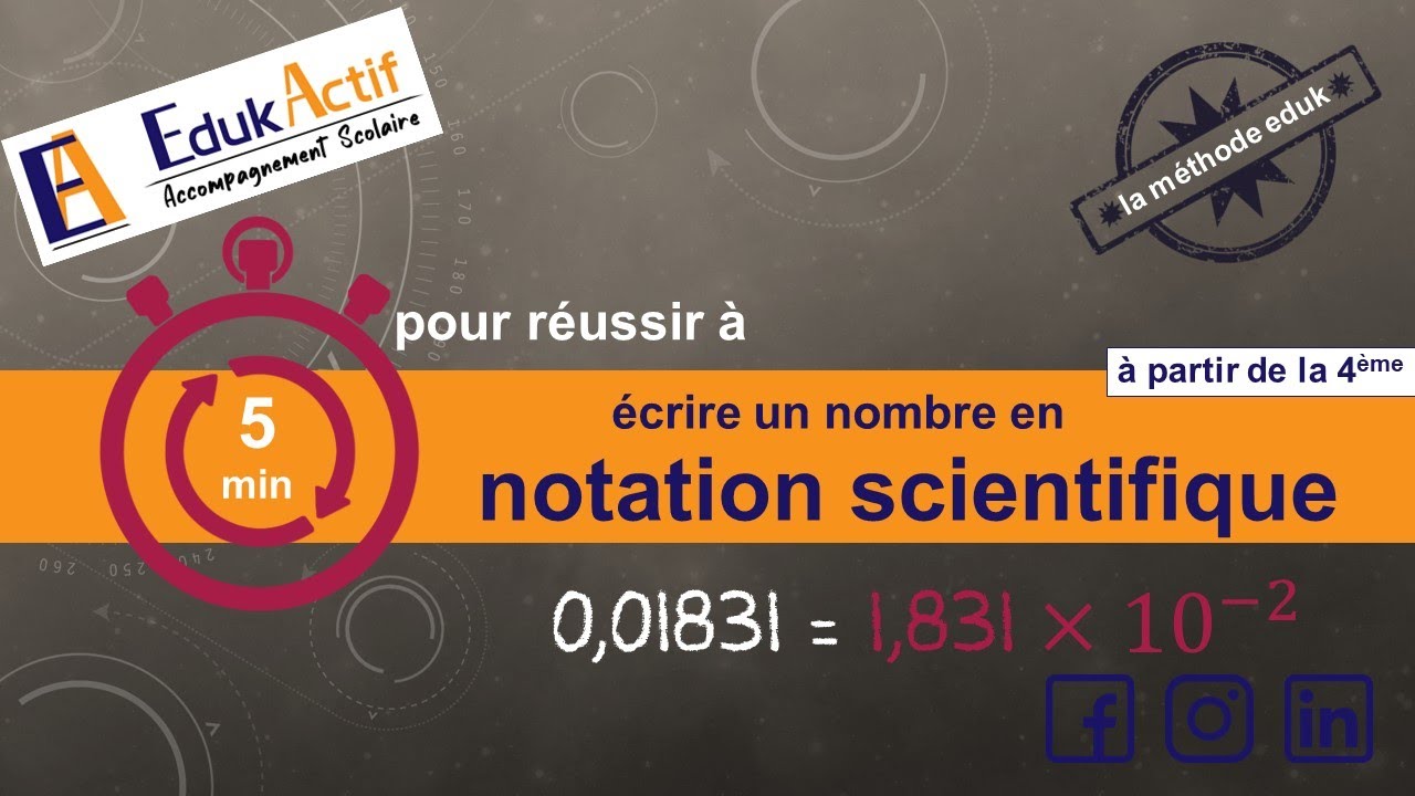 S'entraîner à écrire un nombre en notation scientifique grâce à la méthode EDUK. - YouTube