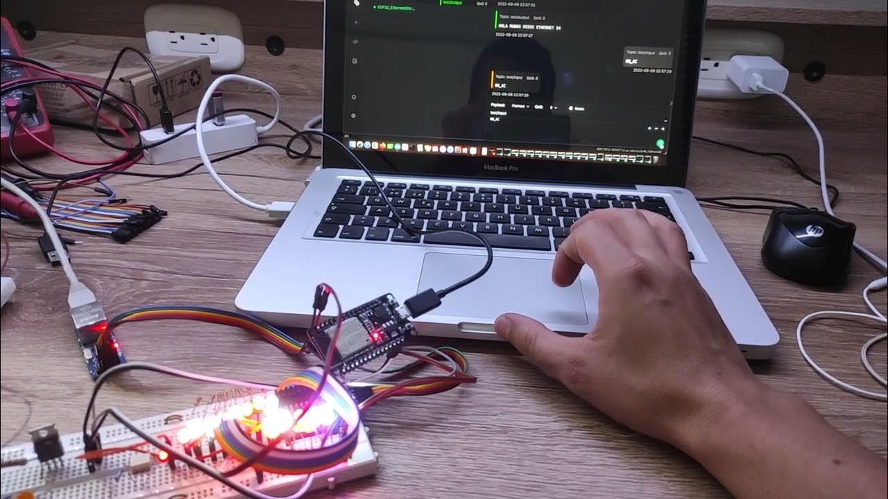 ESP32 con expansor PCF8575TS por I2C y conexión Ethernet con ENC28J60 por SPI usando protocolo ...