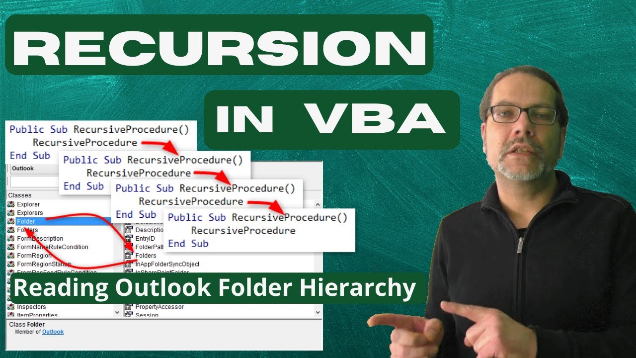 Recursion In Vba Outlook Folder Hierarchy Youtube