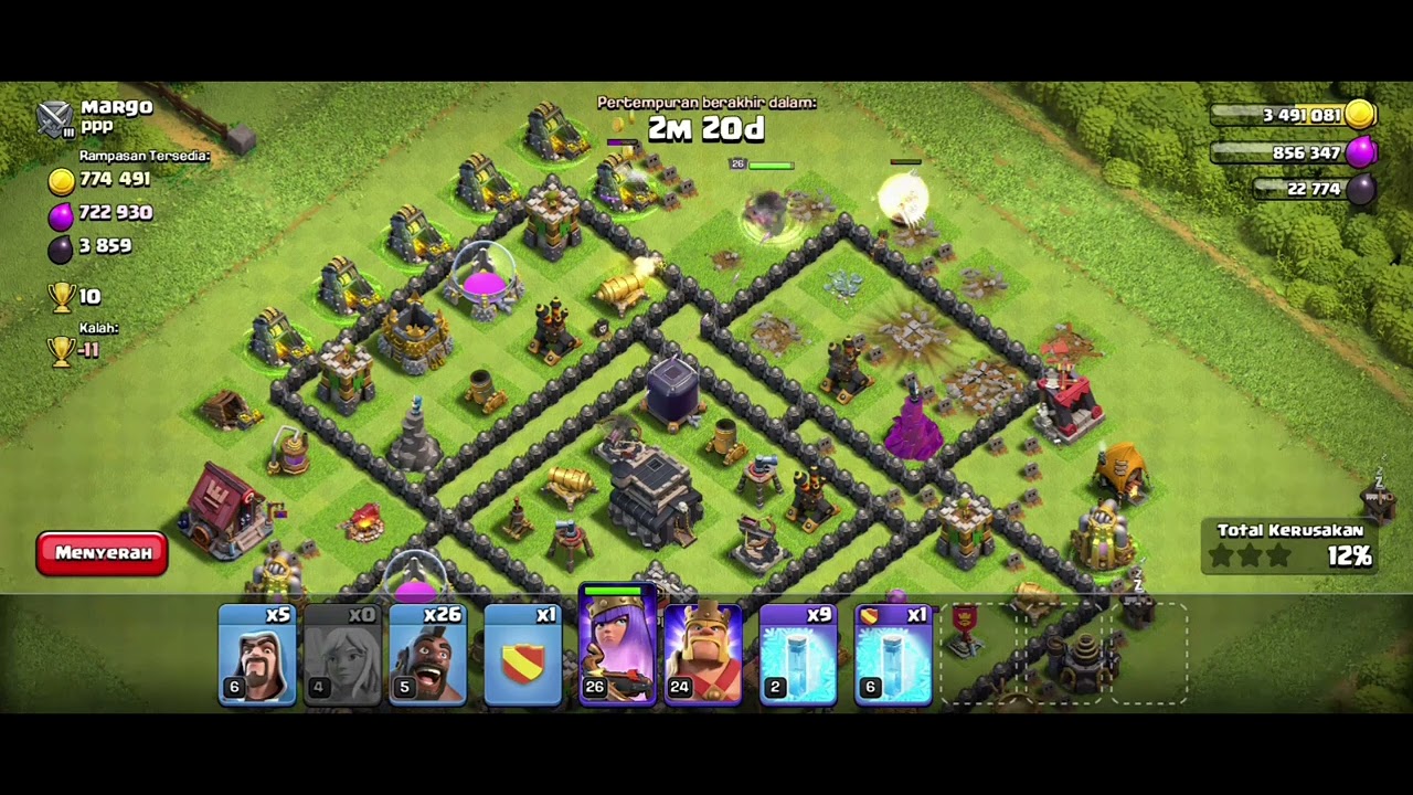 CLASH OF CLANS_GROUND TROOPS TH 9|⭐️⭐️⭐️|hancurkan base nya hok rider ...