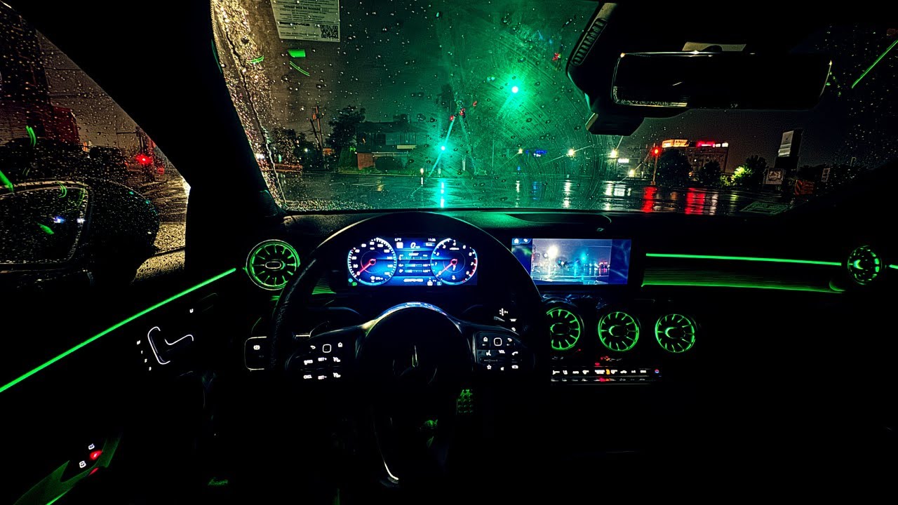 MERCEDES BENZ AMG NIGHT TIME POV IN THE RAIN (INSANE POPS) - YouTube