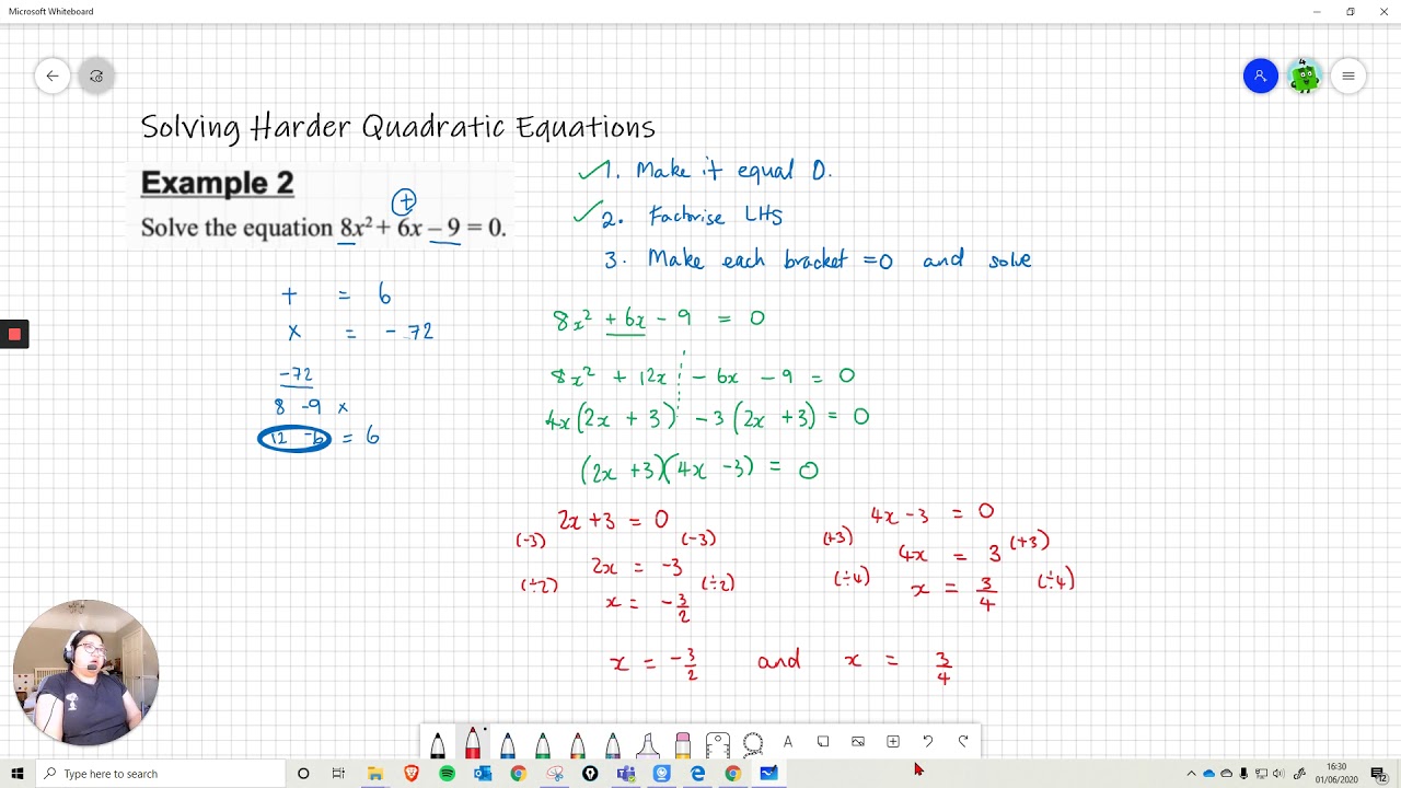 Year 9 and 10 Higher Solving Quadratics 2 to 4 Part 1 - YouTube