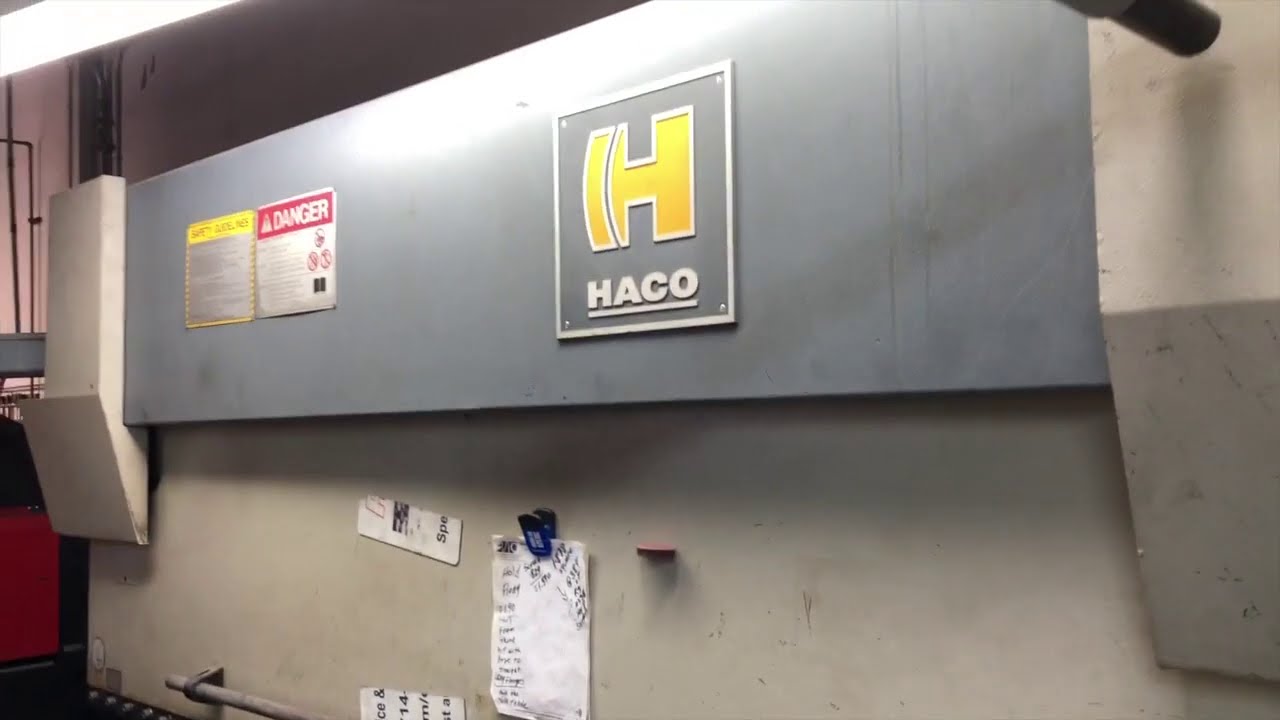 120 Ton x 10' Haco Hydraulic CNC Press Brake - YouTube