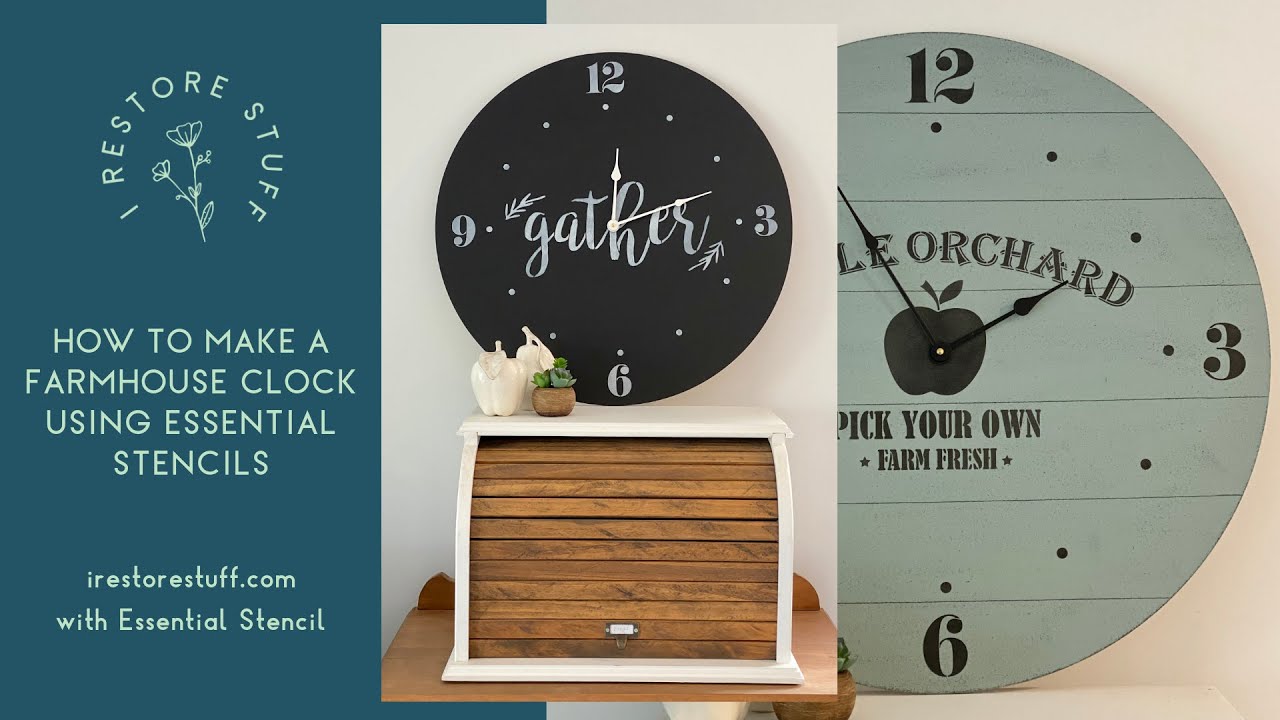 How to Make a Farmhouse Clock using Essential Stencils - YouTube