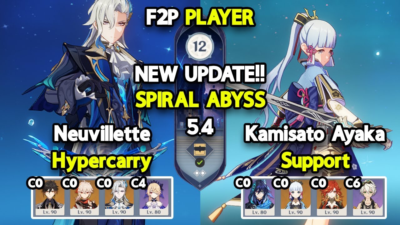 C0 Neuvillette Hypercarry & C0 Kamisato Ayaka Support - New Spiral Abyss Genshin Impact [ 5.4 ...