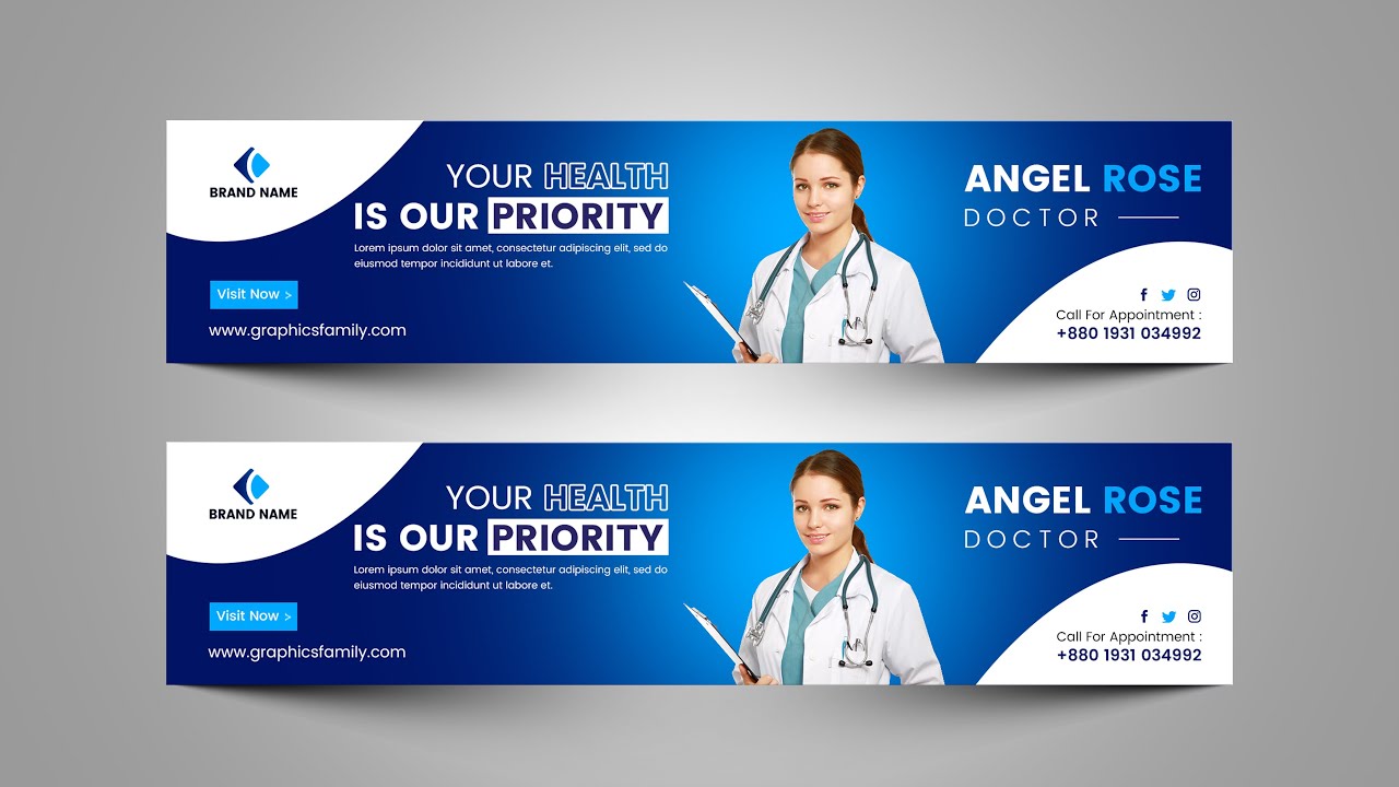 Medical Healthcare Youtube Channel Art Cover Design || Photoshop ...