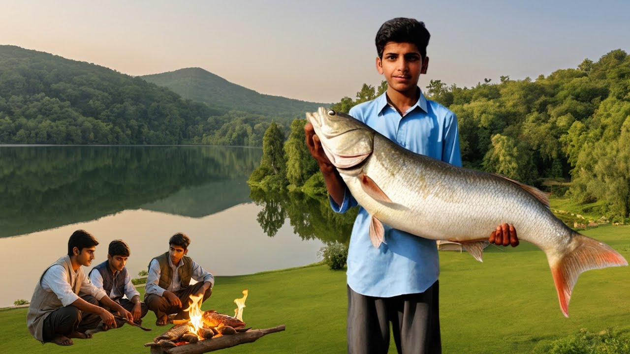 Amazing catch a big catfish with Homemade Spear for food of survival ...