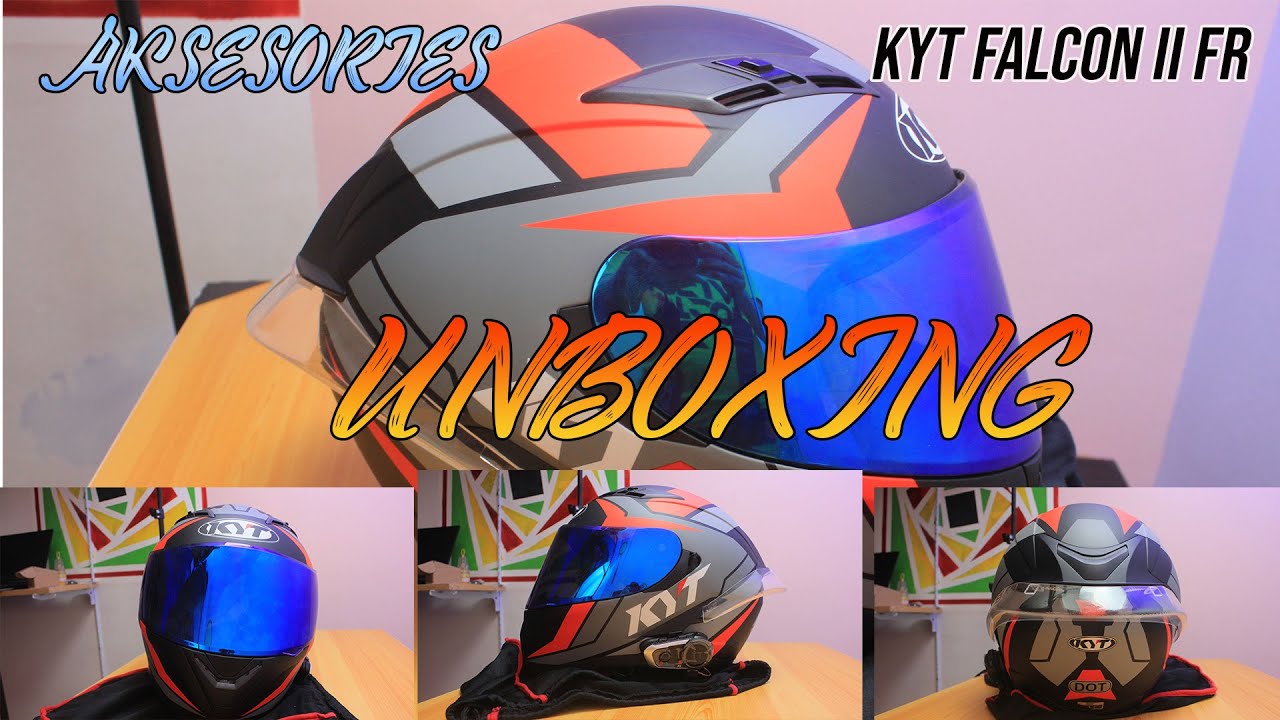 UNBOXING HELEM KYT FALCOM II FR + R8+VISOR+KACA IRIDIUM BLUE - YouTube