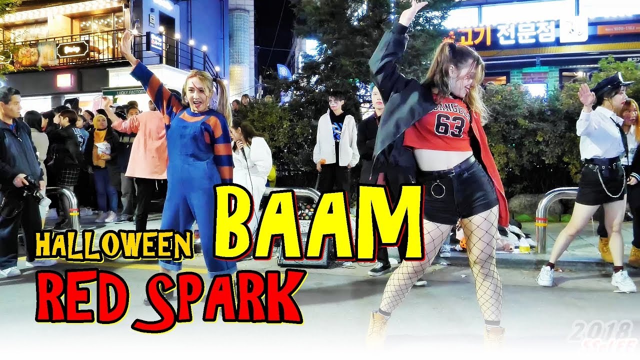 레드스파크 (RED SPARK) - BAAM 배앰 (모모랜드) @ 181027 홍대 거리공연 직캠 By SSoLEE - YouTube