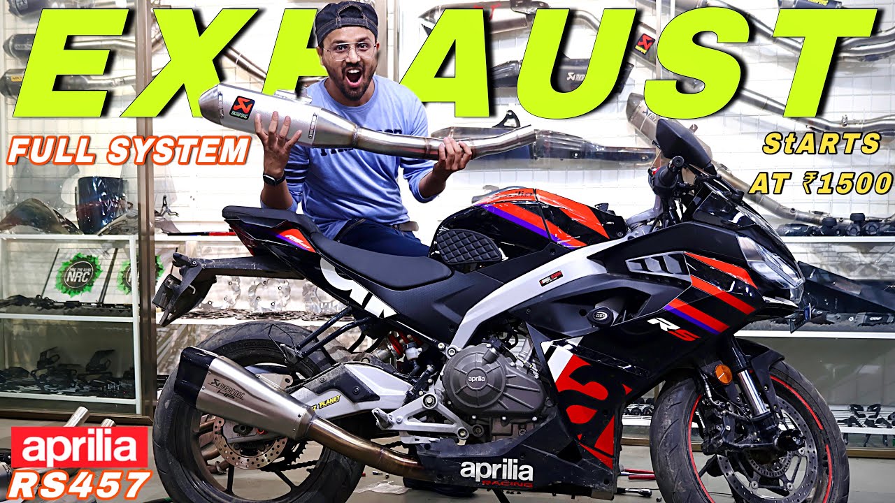 Installing Full System Exhaust in Aprilia RS 457⚡️Starts at Rs 1500⚡ ...