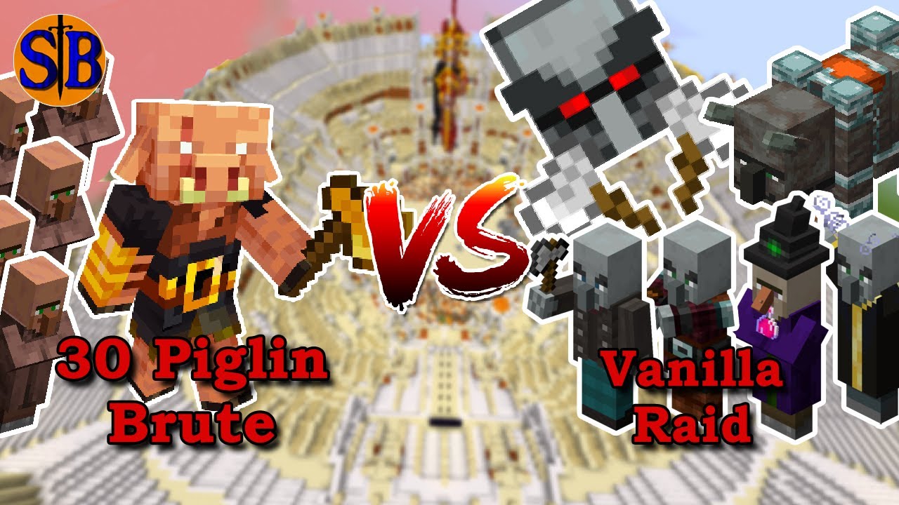 30 Piglin Brute Defend against a REAL Vanilla Raid | Minecraft Mob ...