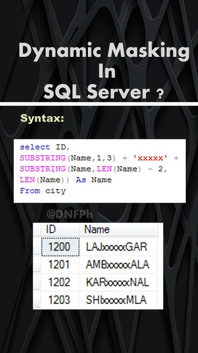 Dynamic Masking In SQL Server | Hide Sensitive Data , #sql ,#sqlserver ,#db ,#database - YouTube