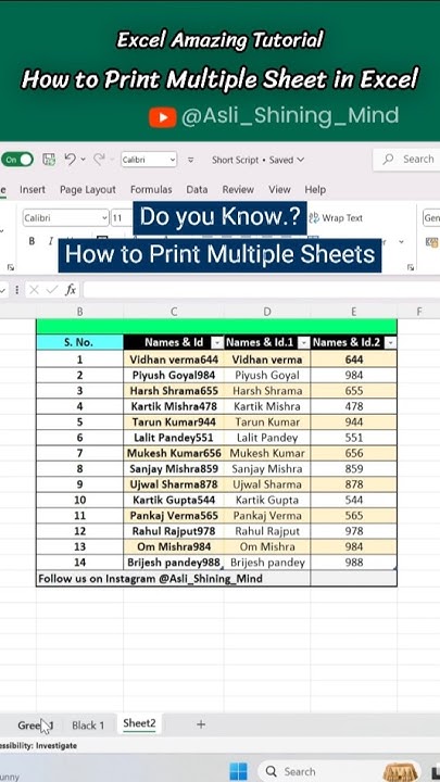 How to Print Multiple Sheets in Excel 💥👨‍💻🤯 Excel Amazing Trick 😍 #shorts #excel #shortvideo # ...