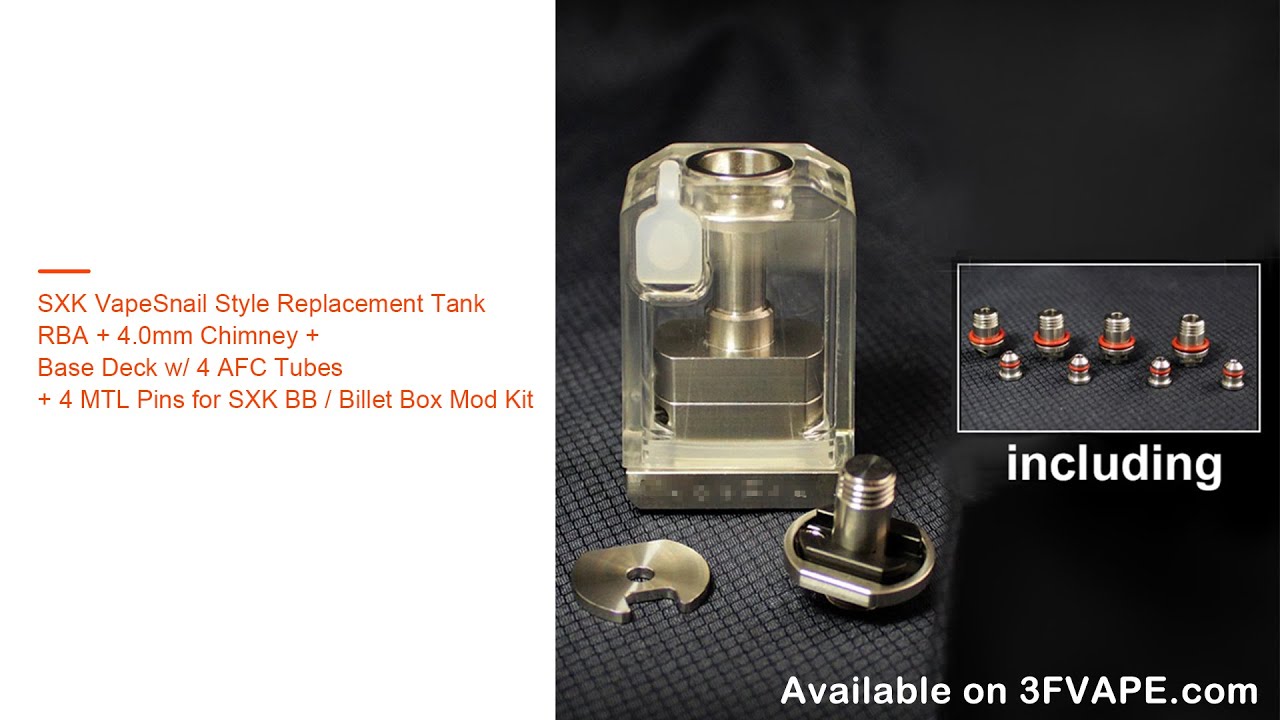 SXK VapeSnail Style Replacement Tank RBA + 4.0mm Chimney + Base Deck ...