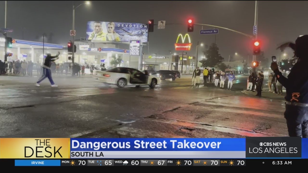 Dangerous street takeover in South LA - YouTube
