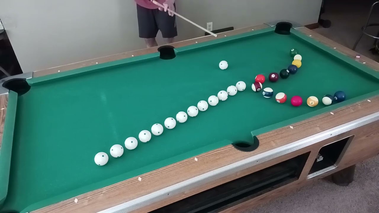 27 ball combination trick shot. Line of balls rack. Multi-pattern rack ...