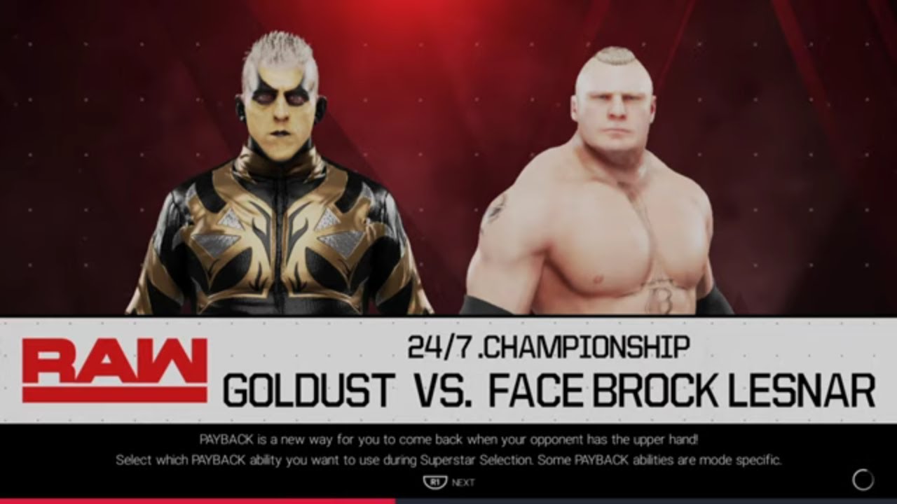 WWE 2K19 Face Brock Lesnar VS Goldust 1 VS 1 Match WWE 24/7 Title - YouTube