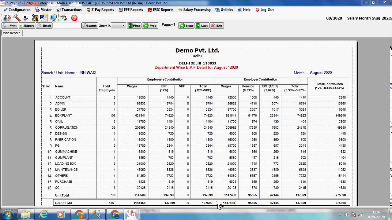 How to get PF (employee wise, Department wise, Branch wise) details in ...