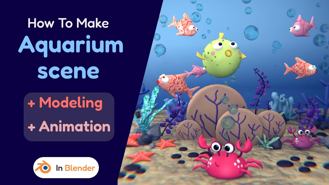 How to make Aquarium and cartoon fish in Blender 3.3 | @sepidraw #3d # ...