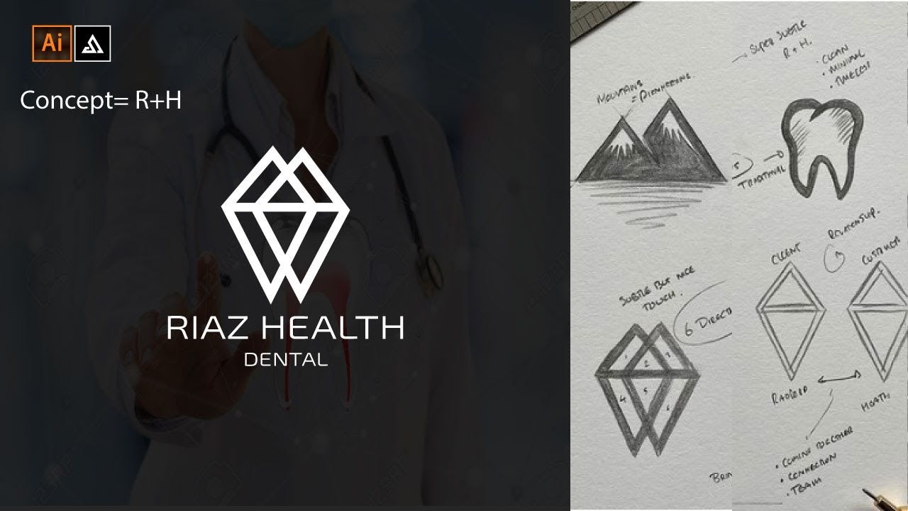How to Desigh RH Health Dental logo | Adobe illustrator - YouTube