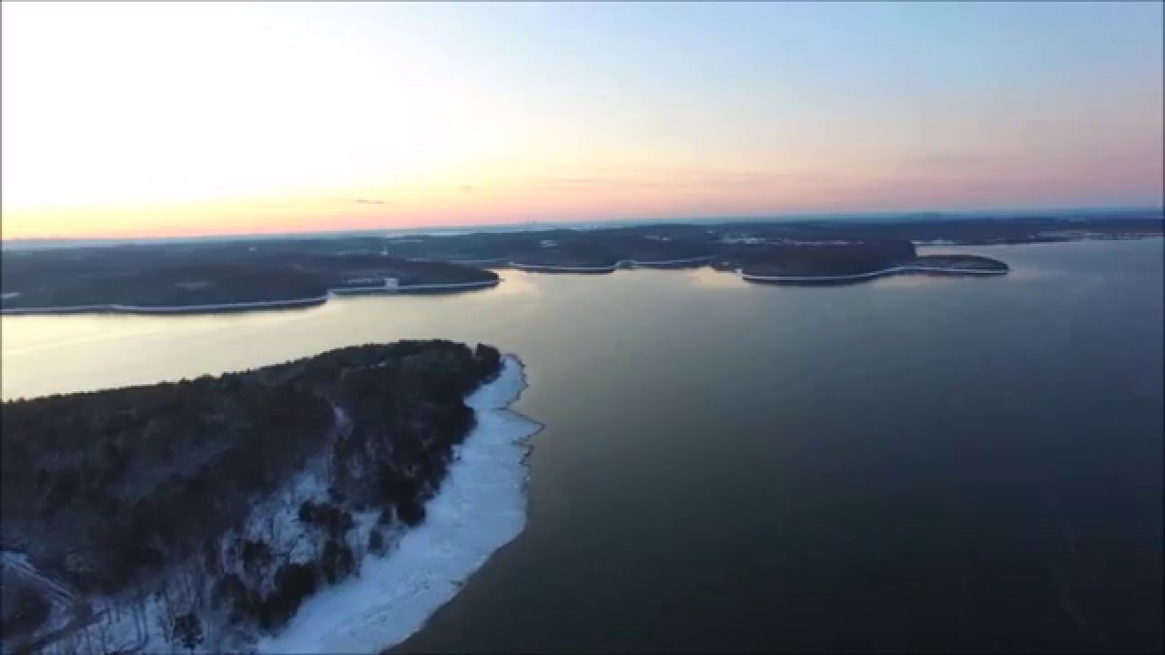Percy Priest Lake and Snow - by air (aerial drone footage) - YouTube