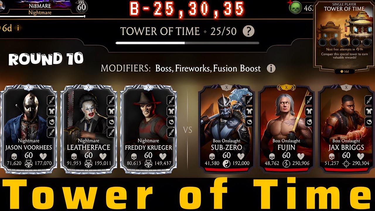 Dodge Teams Vs Tower of time Boss Battle 25, 30 & 35 Fight + Reward MK ...