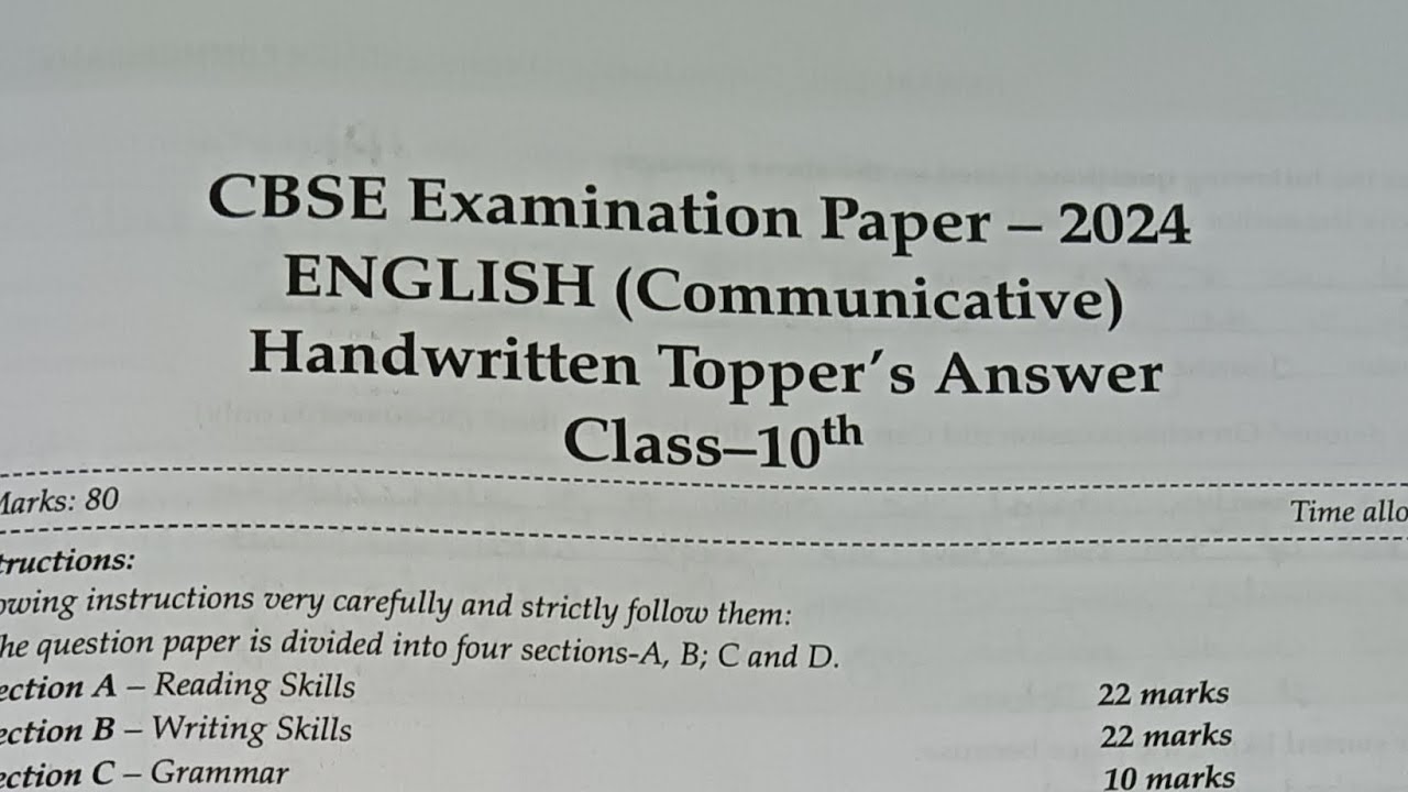 English communicative || Class 10th || Sample paper PDF Top 6 Sample paper - YouTube