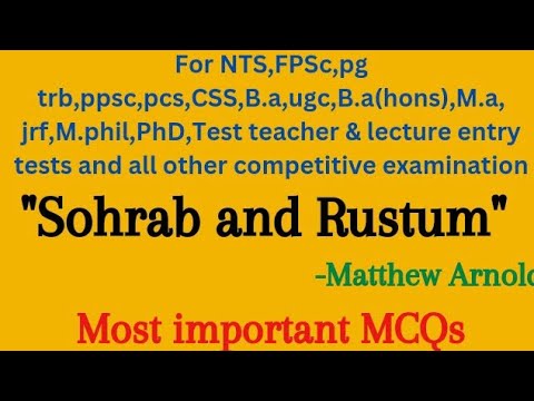 MCQs Sohrab and Rustum Matthew Arnold @studyadmirers - YouTube