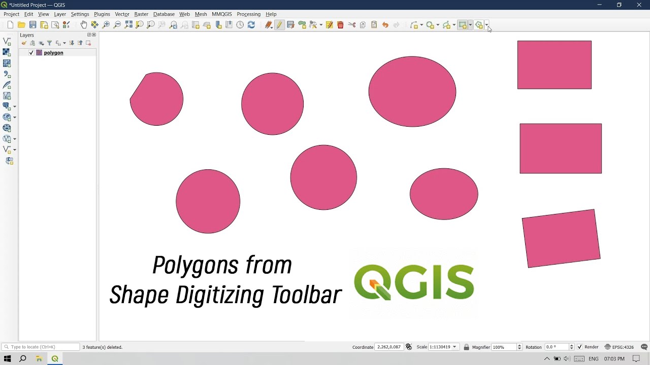 Polygons from Shape Digitizing Toolbar - YouTube