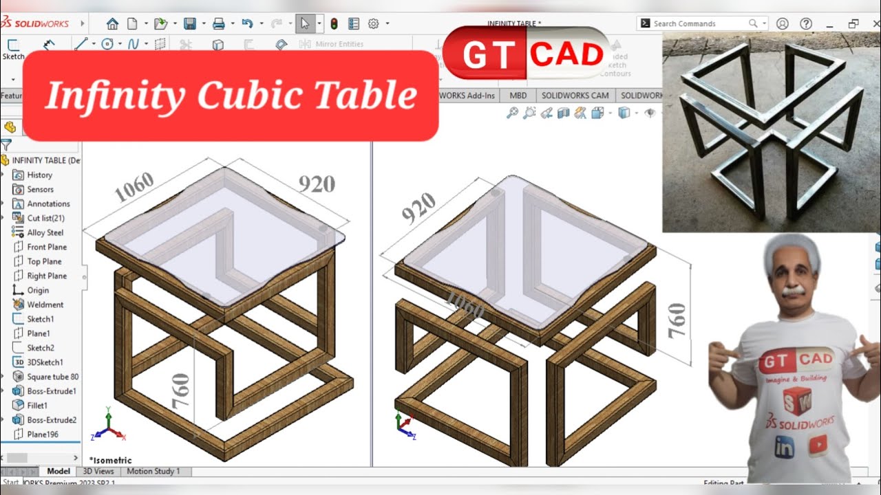 Infinity Cubic Table | all 3d sketch tip in solidworks - YouTube