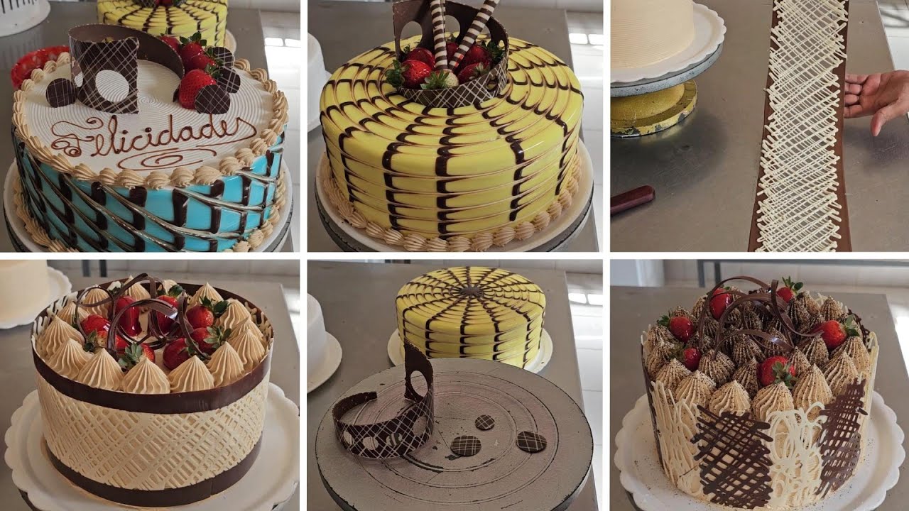 Como decorar pasteles simples y sencillos con crema de chocolate - YouTube