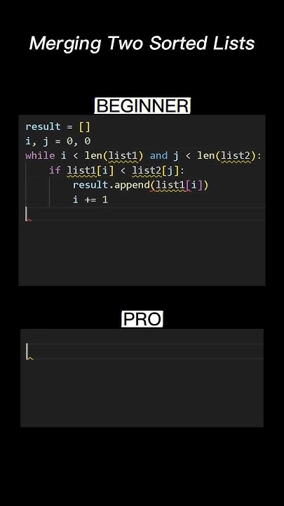 Beginner😅 Vs Pro😎 Merge Sorted Lists Python Python Programming