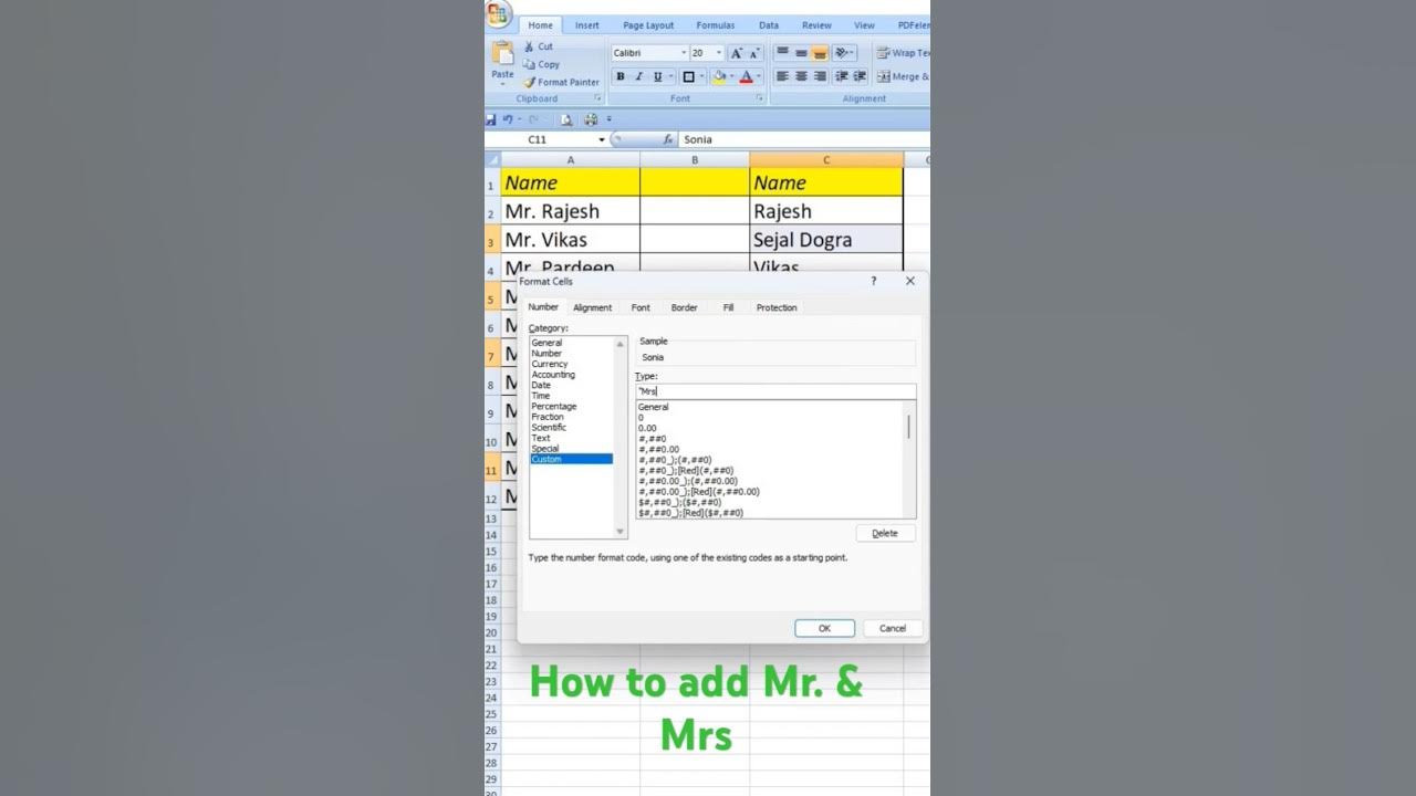 How to Add Mr & Mrs with shortcut in Excel #excel #shorts #hacks - YouTube