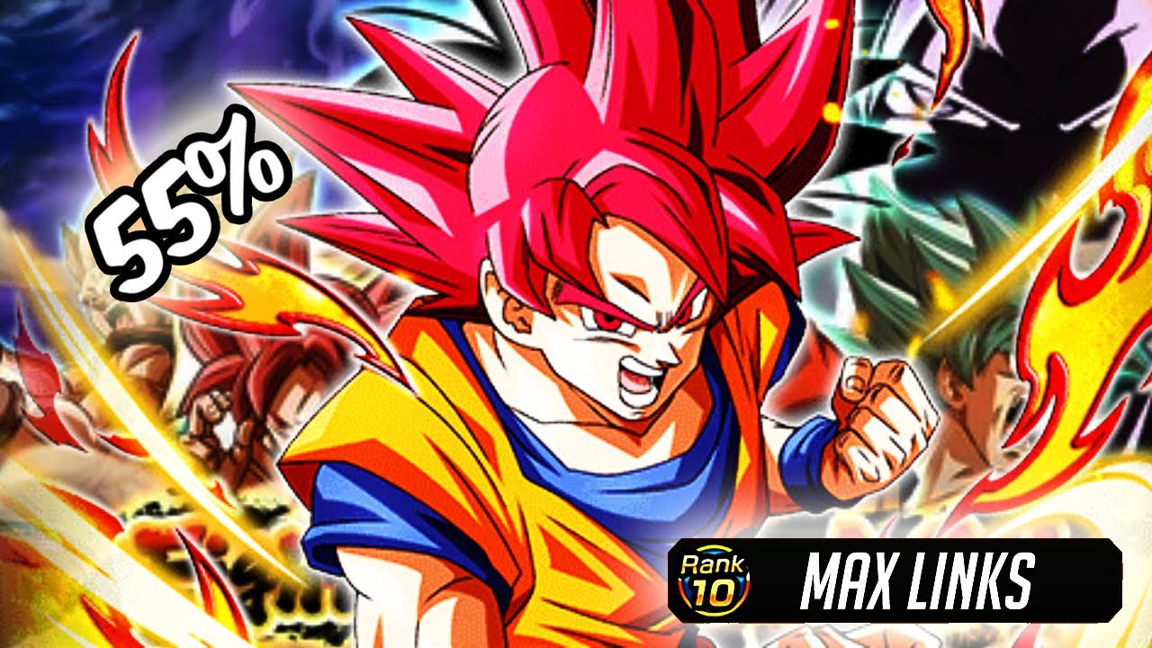 Power beyond a super saiyan | 55% Dokkanfest God Goku Max Link Showcase ...