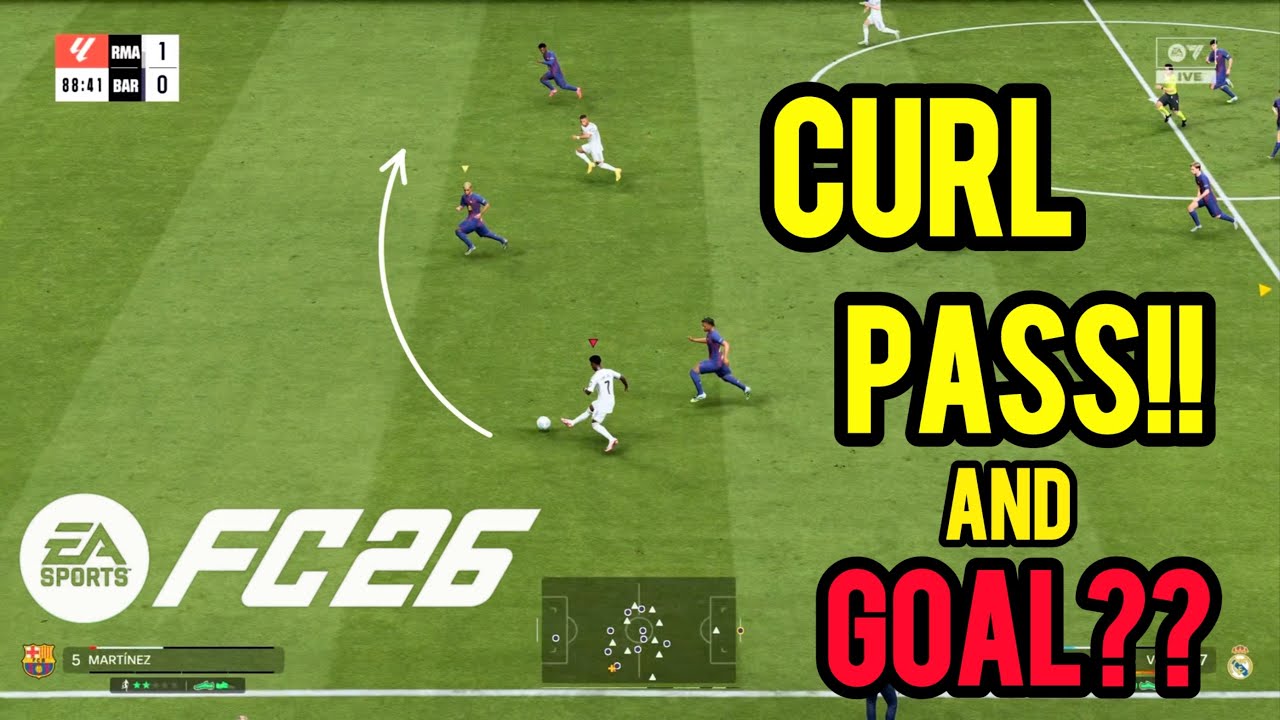 How to CURL PASS a ball for a GOAL in FC26 | UNDER 2 Minutes | Tutorial ...