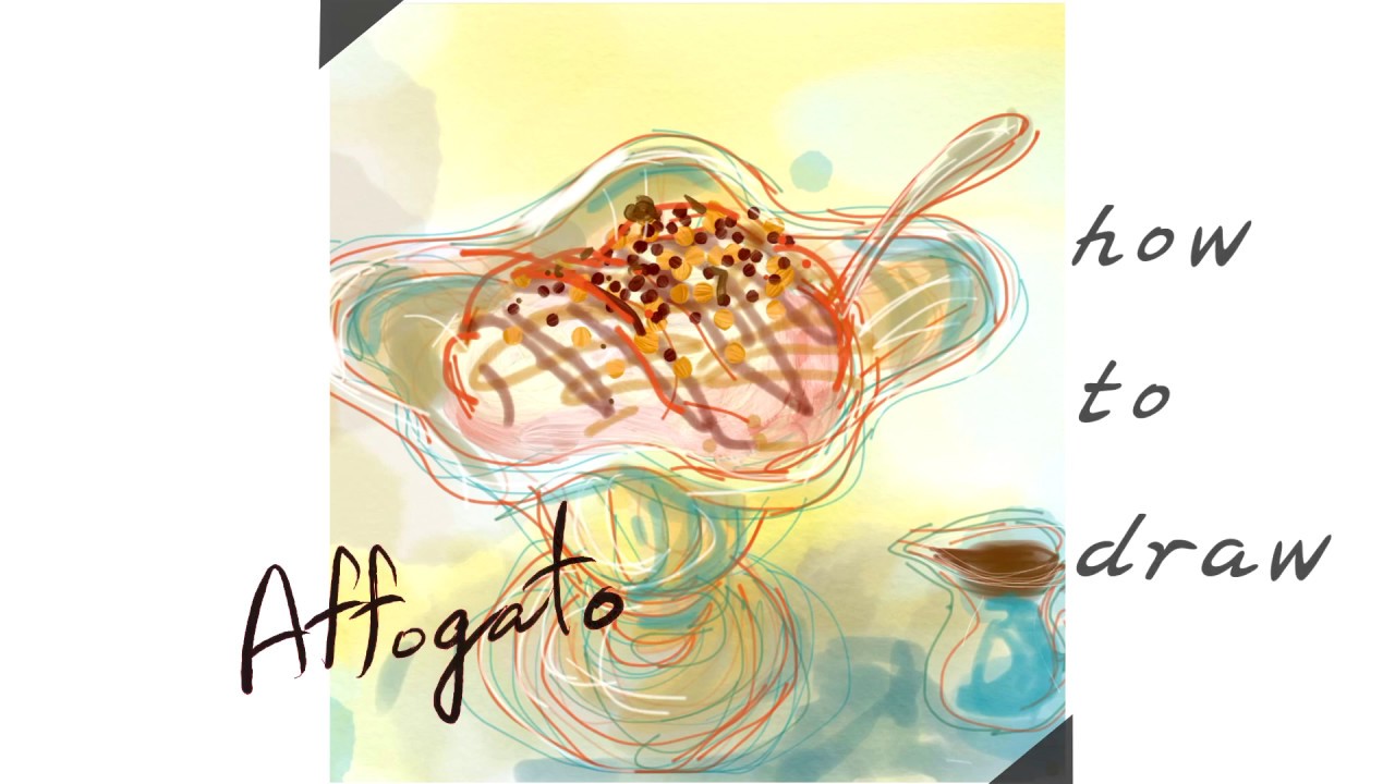How to draw : #3 Affogato illustration (아포가토 삽화 그림 그리기 画插图) 카페 스투간 ...
