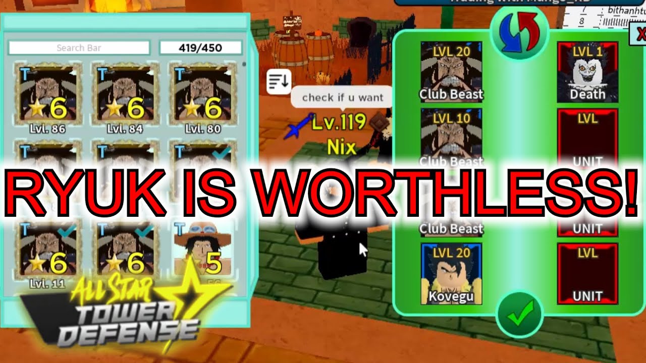 PSA: RYUK IS WORTHLESS! ALL STAR TOWER DEFENSE - YouTube