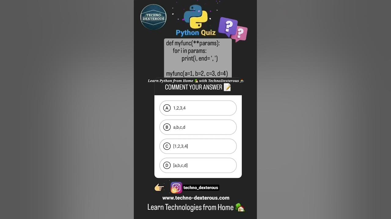 Python Quiz Series Keyword Arguments Python Developer Programming Datascience Coding