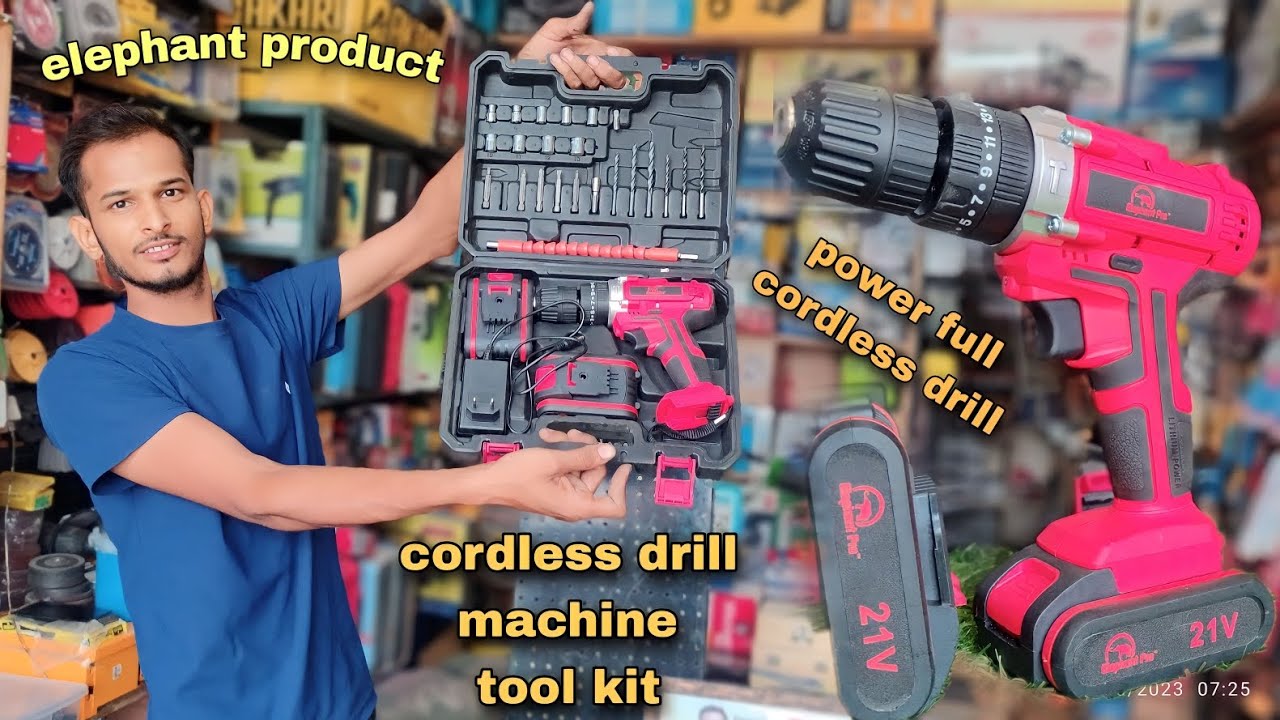 best cordless drill machine!! चार्जिंग ड्रिल!! elephant pro 21v !! 3 ...