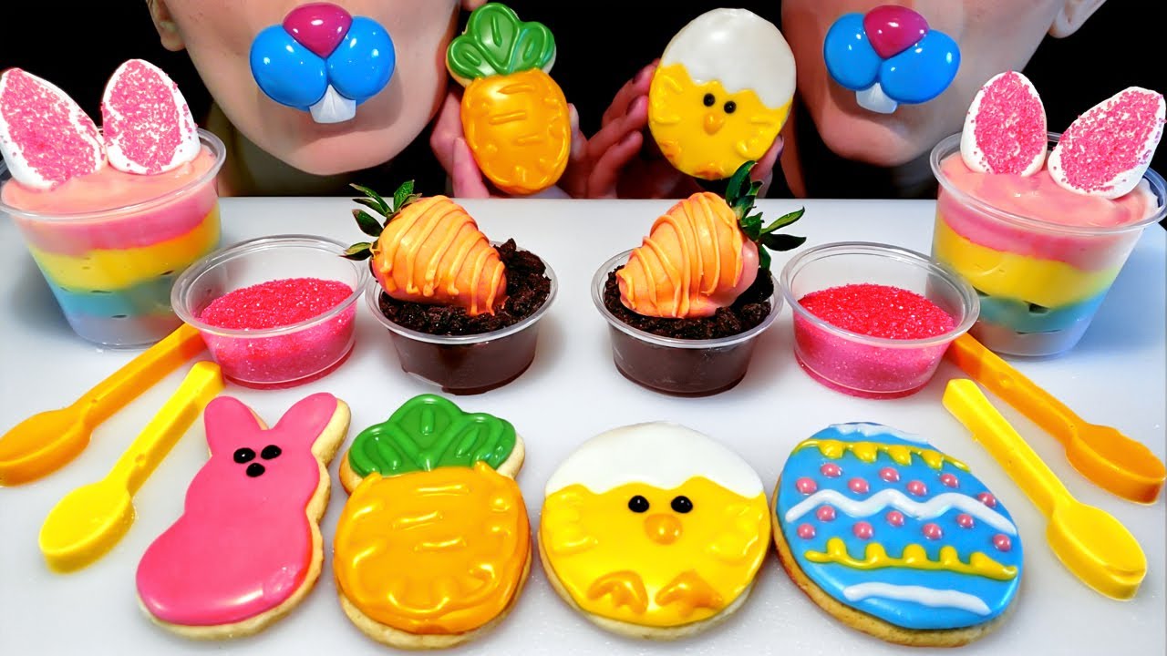 ASMR EASTER DESSERT, BUNNY LIP POPS, SUGAR COOKIES, CHOCOLATE EDIBLE ...
