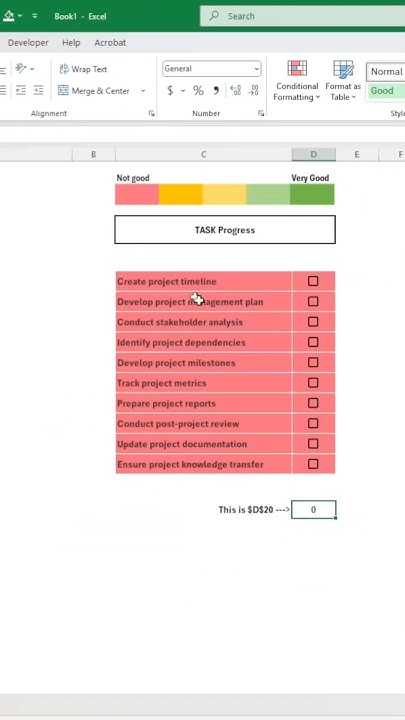 Colorful Task List in Excel Using Checkboxes for Project Management #exceltutorial - YouTube