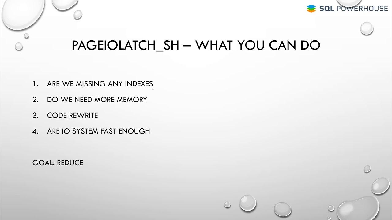Performance tuning Waits - Pageiolatch sh - YouTube