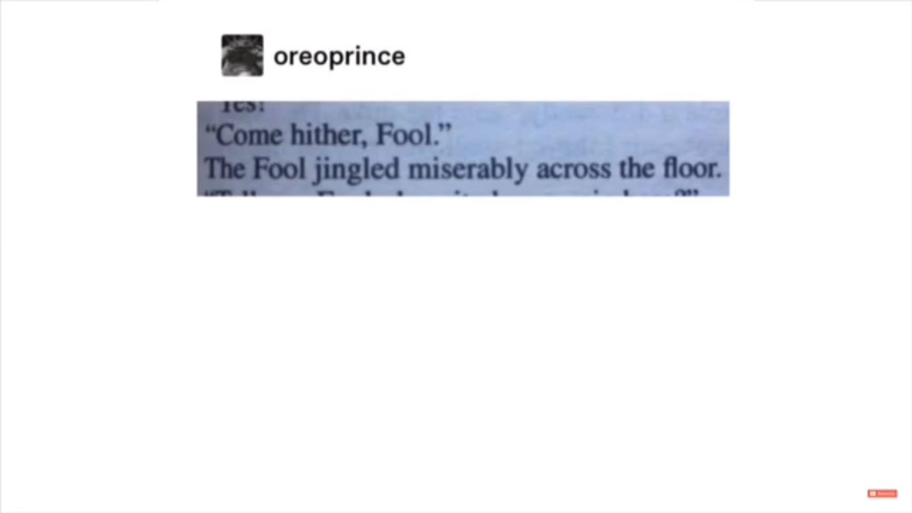 The fool jingled miserably across the floor - YouTube