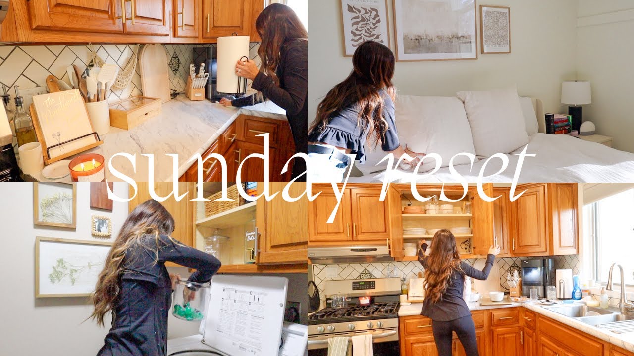 SUNDAY RESET ROUTINE 🫶🏼🧺 cleaning + organizing my house, self care, and ...