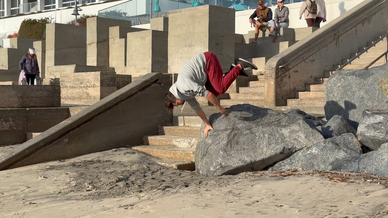 Wall spin progression (sloped boulder) - YouTube